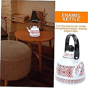 Housoutil Enamel Pot Stainless Steel Tea Pot Vintage Teapot Ceramic Kettle Enamel Teapot Heating Water Kettle Retro Handmade Tea Pot Stainless Steel Red Household Kettle Water Boiling Pot