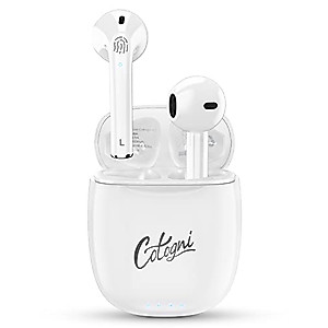 Cotogni Wireless Earbuds, Wireless Earphones Bluetooth 5.3 with Charging Case,Noise Cancelling Wireless Earbuds 40H Playtime, Mini Bluetooth Earbuds IPX6 Waterproof Earbuds for Running Gym (White)