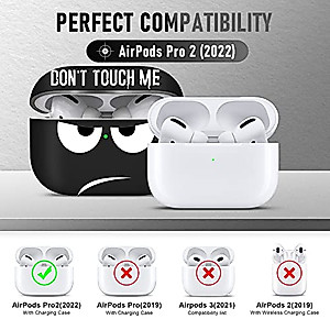 Youtec for Airpods Pro 2nd Generation Case 2022, Don't Touch Me for Airpods Pro 2 Cover with Keychain/Lanyard Soft Cute Shockproof Cover for Women Men Compatible Apple AirPod Pro 2, Black
