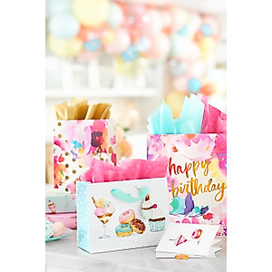 Papyrus Gift Bags - Designed by Bella Pilar (Desserts) for Birthdays, Bridal Showers, Baby Showers and All Occasions (2 Bags, 1 Large 13", 1 Medium 9")