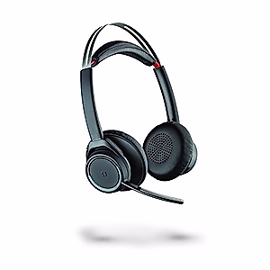 Plantronics - Voyager Focus UC (Poly) - Bluetooth Dual-Ear (Stereo) Headset with Boom Mic - USB-A Compatible with PC and/or Mac - Active Noise Canceling - Works with Teams (Certified), Zoom & more