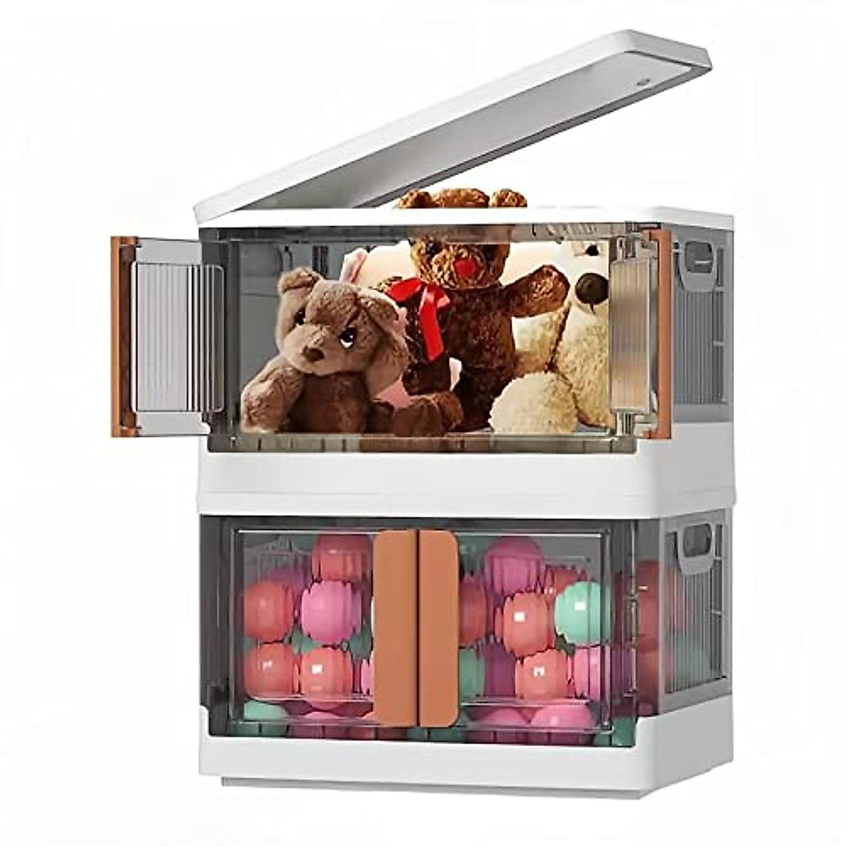 Zjmhmy-Plastic storage box with lid Collapsible storage box with wheels Stackable storage box Storage box for clothes, toys and books (2 packs)