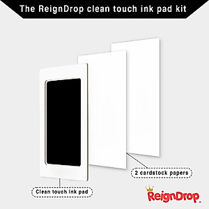 Inkless Large Clean Touch Ink Pad Kit for Baby Footprint, Handprint & Pet Paw Print - No Ink Mess, Clear Print, Smudge Resistant, Long Lasting, Baby Safe, Includes 2 Cardstock(Clean-Touch - Black)