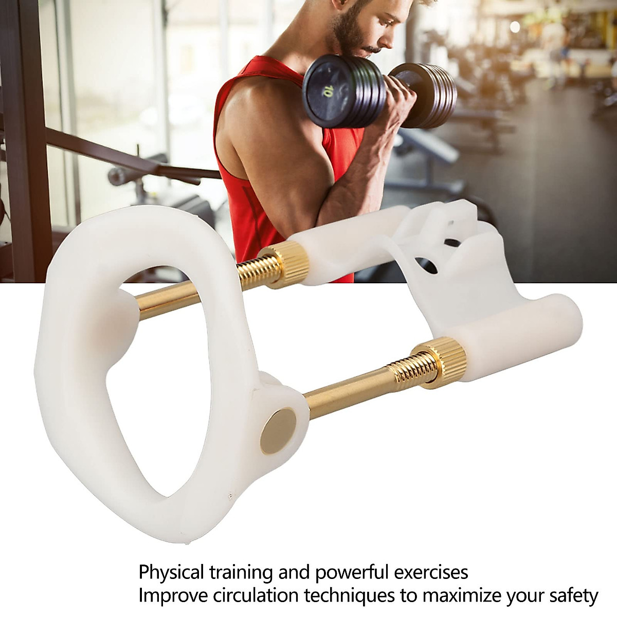 Men Male Bracket Stretcher, Men Bracket Stretcher Tool Adjust Size Easy Detachable Strength Training Device Men Bracket Stretcher Kit White Gold