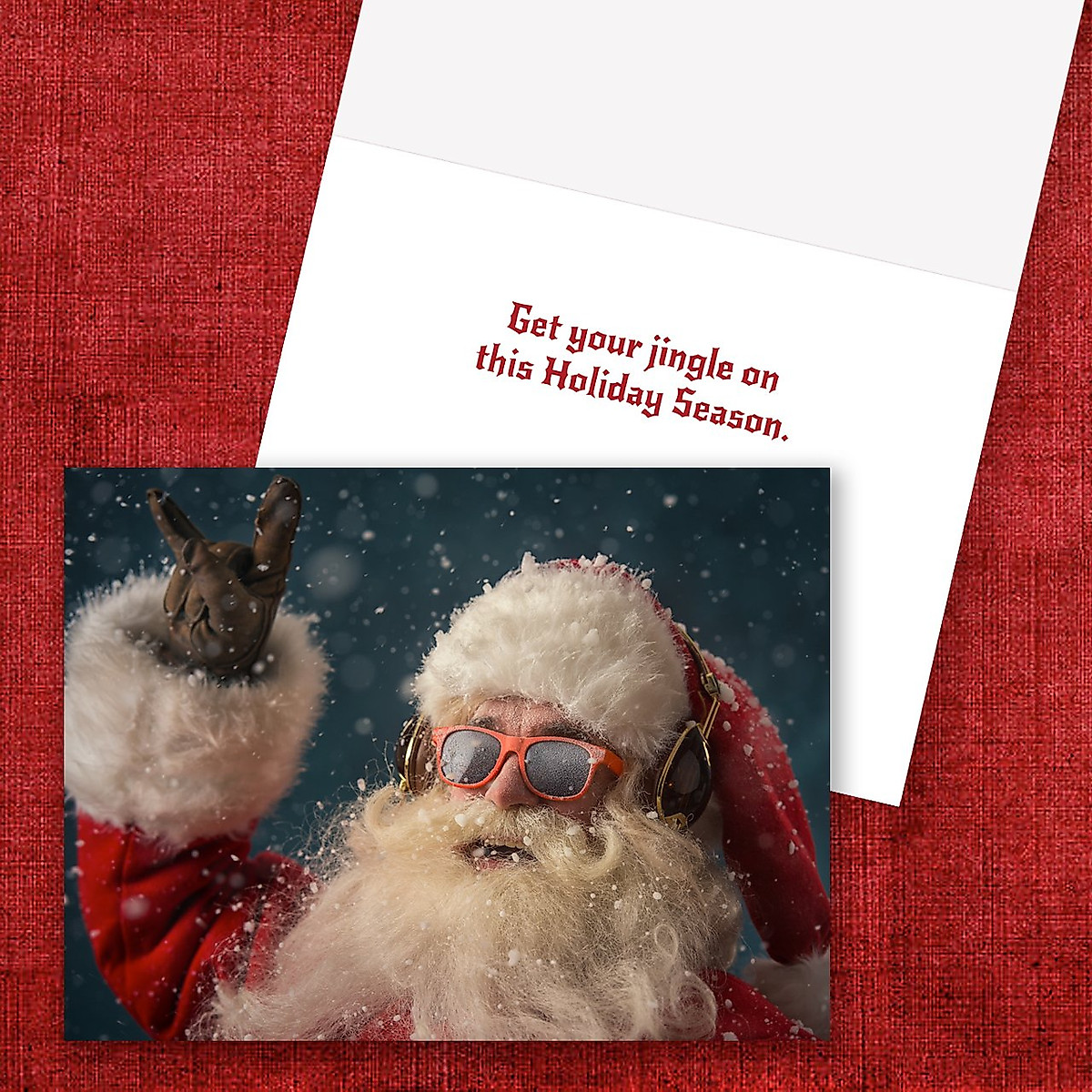 Rock 'n Roll Santa Holiday Card Pack - Set of 25 cards - 1 design, versed inside with envelopes