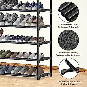 HITHIM 8 Tier Long Shoe Rack,Large Shoe Shelf for Shoe Storage,Tall Sturdy Shoe Stand,Non-Woven Fabric Shoe Organizer for Closet,Upgrade Shoe Holder for Entryway, Doorway and Bedroom
