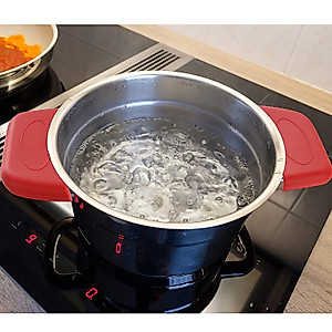 Boao 8 PCS Silicone Hot Handle Holders and Pot Holders Cover Removable Rubber Hot Resistant Pot Holder Sleeves Lid Covers for Cast Iron Skillets Metal Frying Pans Aluminum Cookware Handles