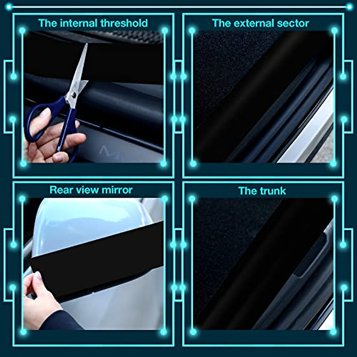 Marsui 3 Rolls 67 ft Matte Black Vinyl Wrap for Car, Includes Matte Adhesive Vinyl Tape for Chrome Delete, Window & Door Protection(2.8" x 32.8Ft, 2" x 16.4Ft, 2" x 16.4Ft)