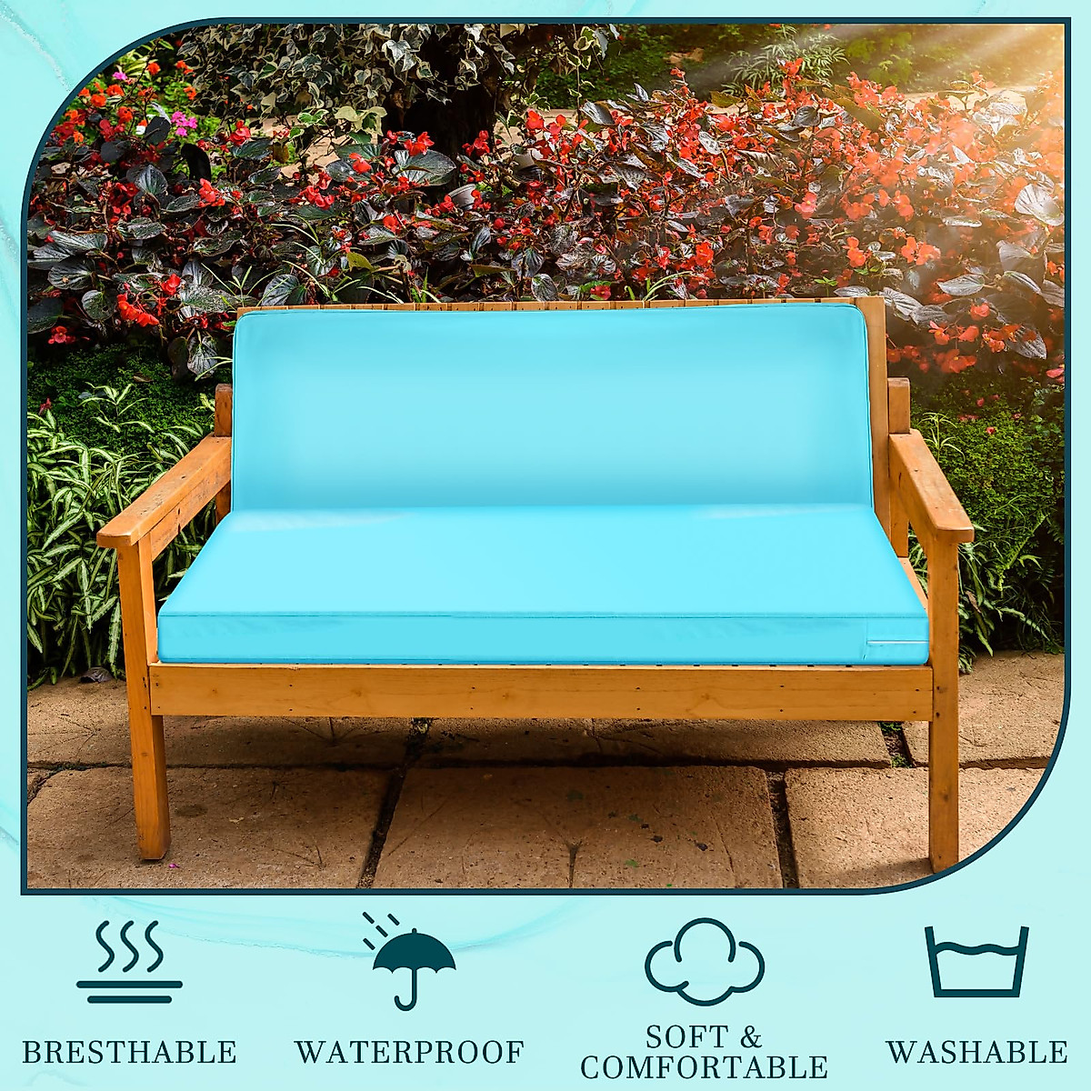 SmoothNovelty 42x18 Inch Patio Bench Cushion Covers Outdoor Waterproof UV Protection Loveseat Swing Replacement Cover with Tie Zipper Adjustable Strap Garden Seat Sofa Furniture Cushion Cover