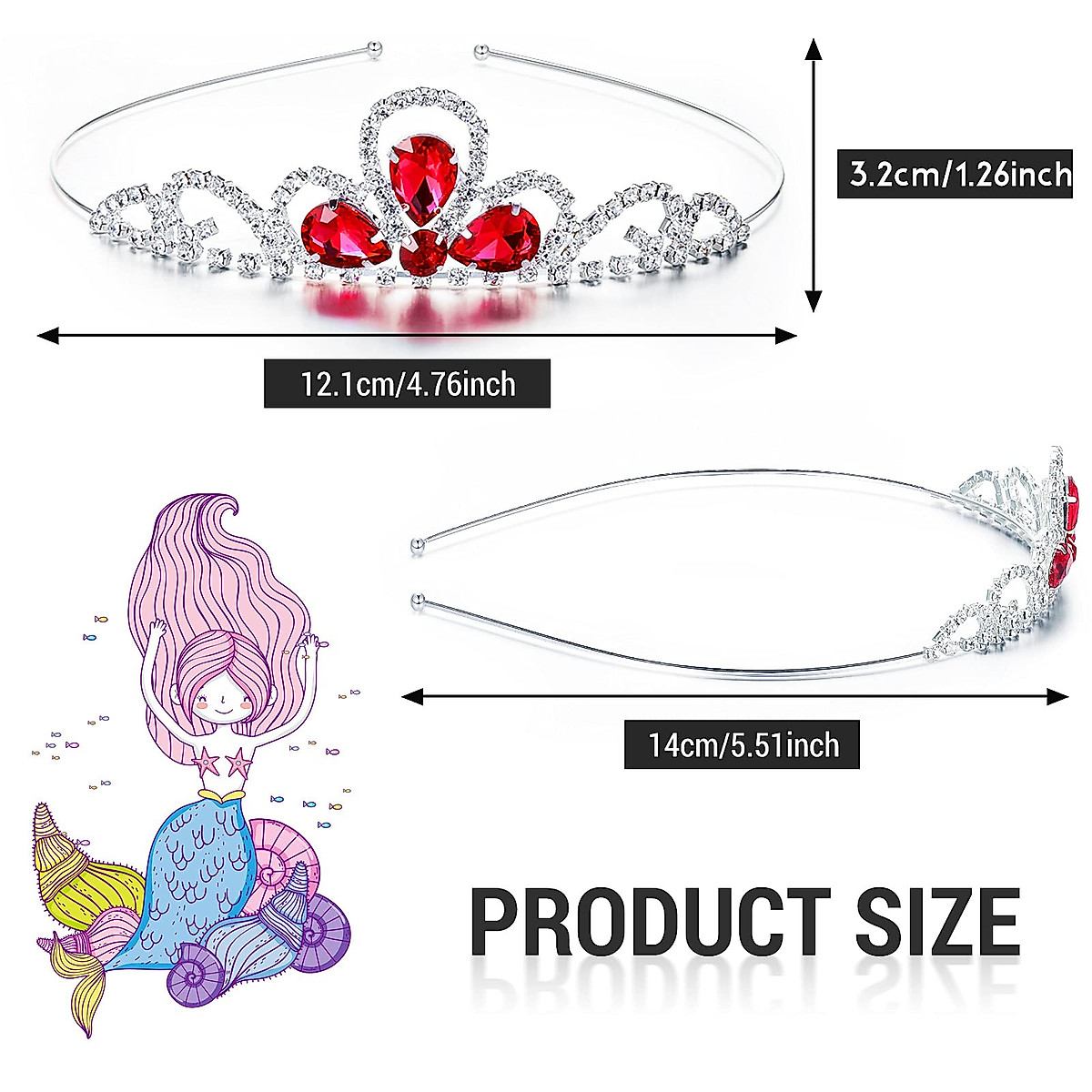 Hicarer 10 Pieces Girls Princess Rhinestone Crown Colorful Crystal Headband Crystal Tiara Rhinestone Princess Crystal Headband for Birthday Wedding Crown Party Prom, Little Girls, Colorful