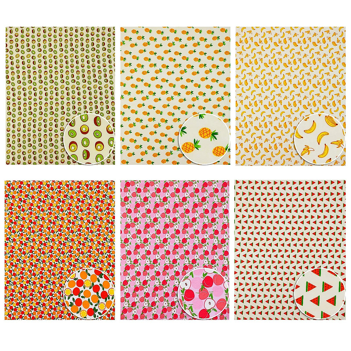 12 Pieces Printed Fruit Fabric Fruit Fat Quarters Fruit Pattern Fabric Bundles Quilting Sewing Patchwork Fabric for DIY Scrapbooking Art Craft Sewing Projects, 20 x 16 Inch/ 50 x 40 cm