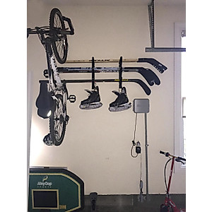 Pmsanzay Hockey Stick Rack, 4 Tier Wall Storage for Sticks,Hockey Stick Display Holder/Hanger Great for Home or Office Wall Mount - Hang Your ice Hockey Skates, Helmet, Gloves, Sticks Pads