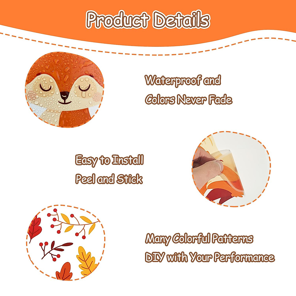 WOYINIS Cute Fox Wall Decals DIY Animal Foxes Pine Leaves Wall Stickers Peel & Stick Bedroom Playroom Baby Nursery Kids Room Wall Decor Art Decoration