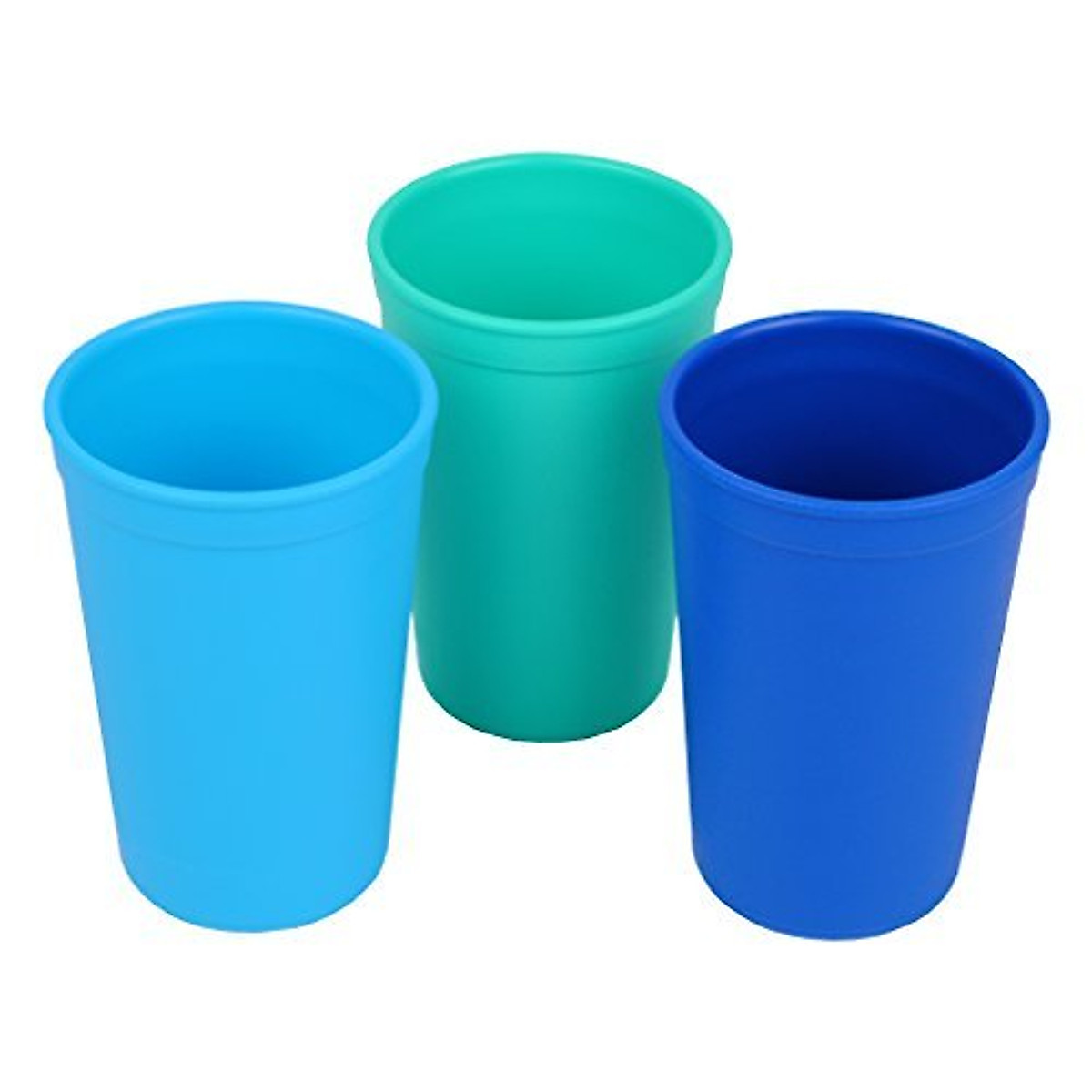 Re-Play Made in USA 10 Oz. Open Cups for Toddlers, Set of 3 - Reusable and Stackable Toddler Cups for Easy Storage - Dishwasher/Microwave Safe Kids Plastic Cups, 4.75" x 3.25", True Blue