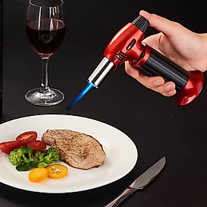 FunOwlet Butane Torch Lighter + Butane Torch Head, Culinary Torches Chef Cooking Professional Adjustable Flame with Reverse Use for Creme, Brulee, BBQ, Baking, Jewelry