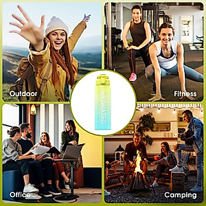 Y&3 32oz Water Bottle with Straw & Time Marker, Motivational Water Bottle with Handle, Leakproof, Tritan BPA Free Water Jug, for Fitness, Gym, Outdoor (Yellow Green Gradient)