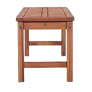 Walker Edison 6-8 Person Outdoor Wood Chevron Patio Furniture Dining Set Extendable Table Bench All Weather Backyard Conversation Garden Poolside Balcony, 3 Piece, Brown