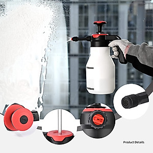 FOSHIO Car Wash Foam Pump Sprayer 0.4 Gallon, Hand Pump Pressure Sprayer with Trigger Lock Water Sprayer for Car Detailing, Lawn and Garden