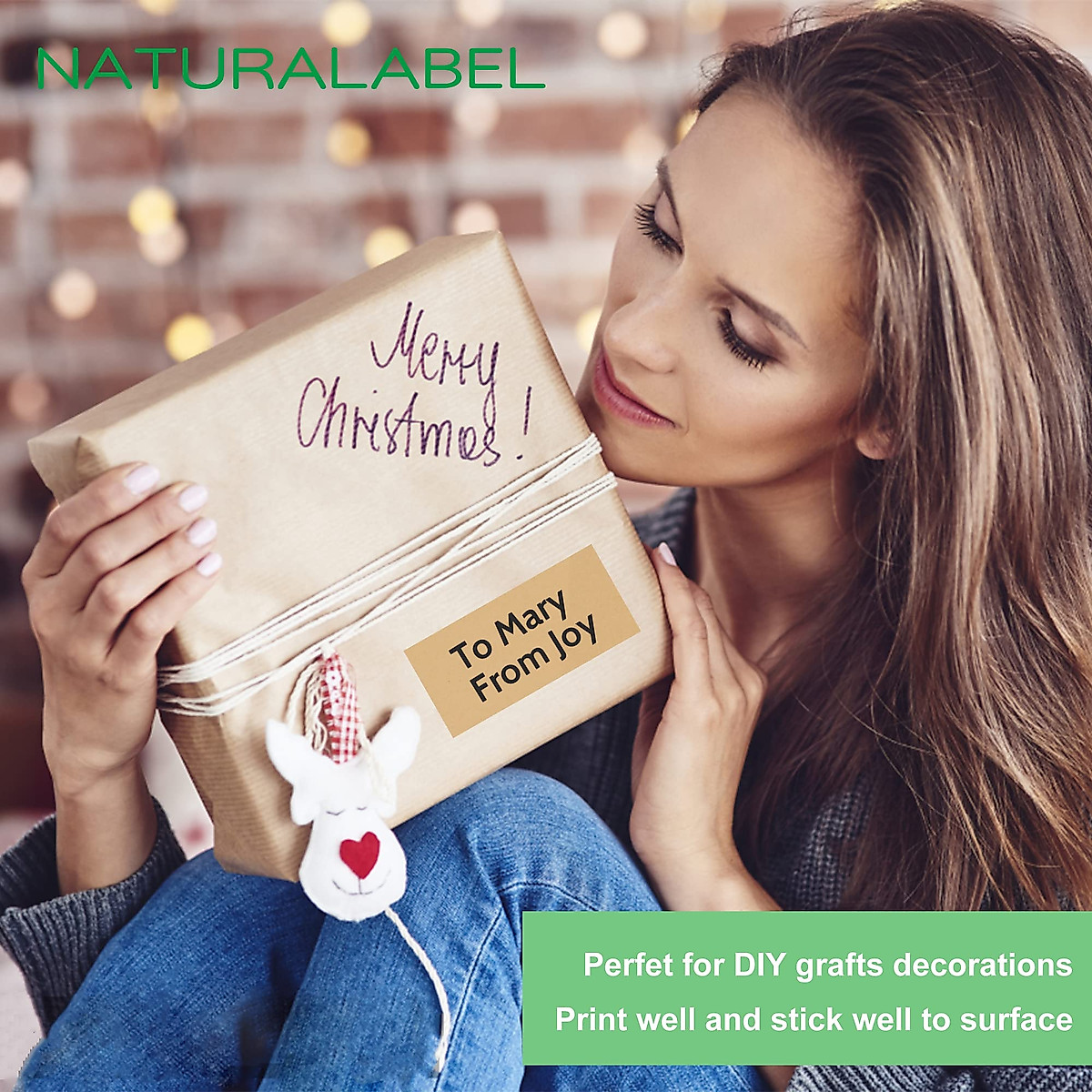 NATURALABEL 100 Full Sheets Sticky Printable Brown Kraft Paper Sticker Labels 8.5" x 11" Self Adhesive Labels for Laser & Inkjet Printer