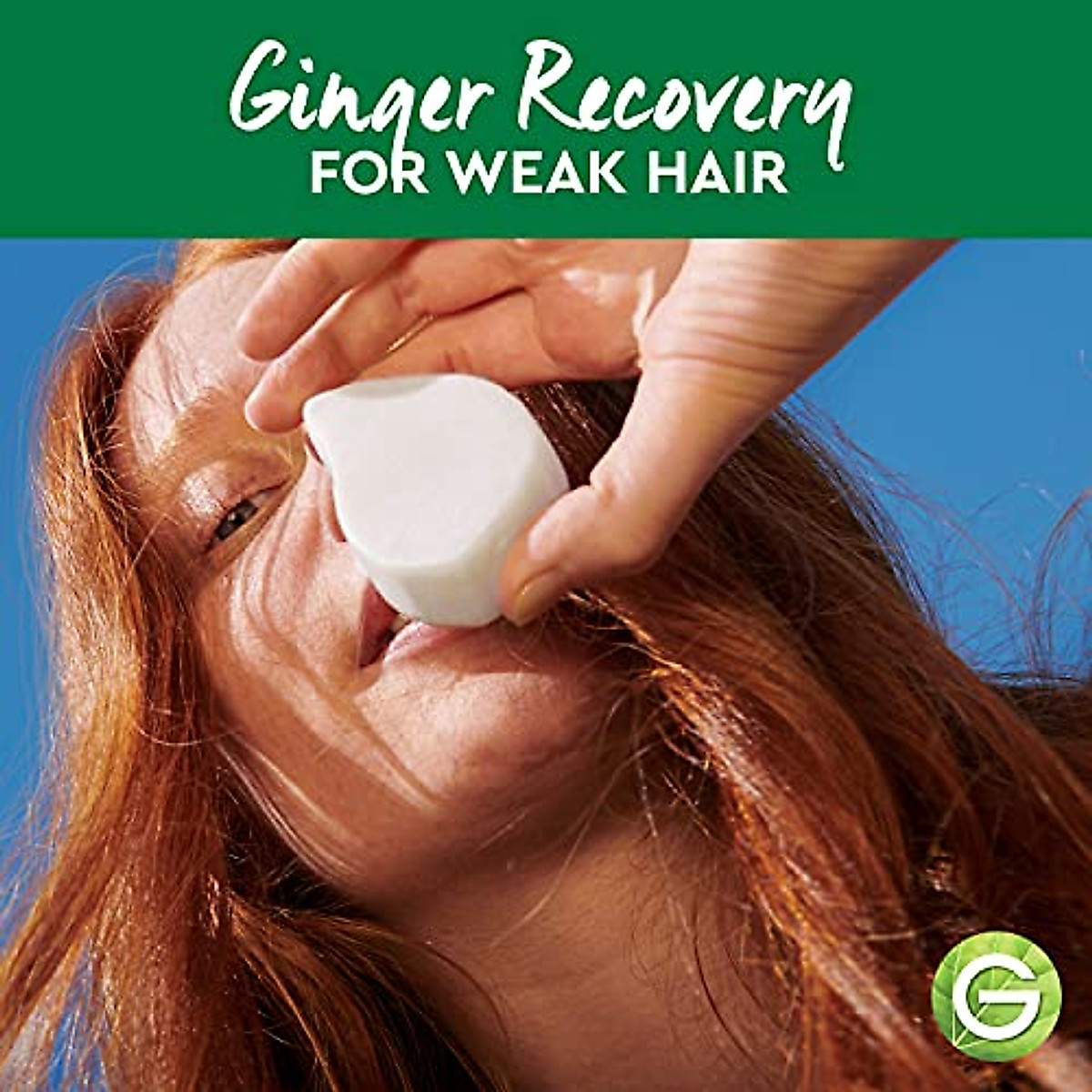 Garnier Haircare Whole Blends Ginger Recovery Strengthening Shampoo Bar for Weak Hair, Zero Plastic Packaging, Free of Preservatives, Silicones, Soap & Dye, with Ginger & Almond Oil, 2 Oz