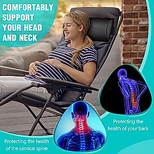 4 Pcs Zero Gravity Chair Pillow Replacement Universal Headrest Beach Chair Pillow with Elastic Band Removable Padded Cushion for Zero Gravity Lounge Folding Chair Recliner Head Neck Lumbar Support