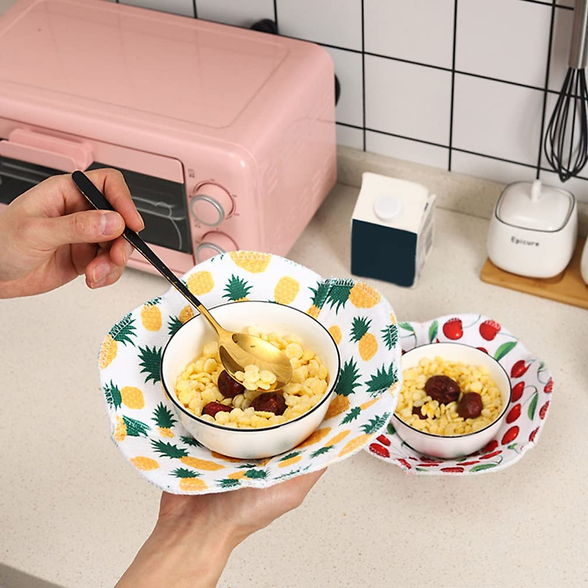 Tofficu 5Pcs Microwave Bowl Holders Hot Safe Microwave Bowl Holders for Kitchen Use