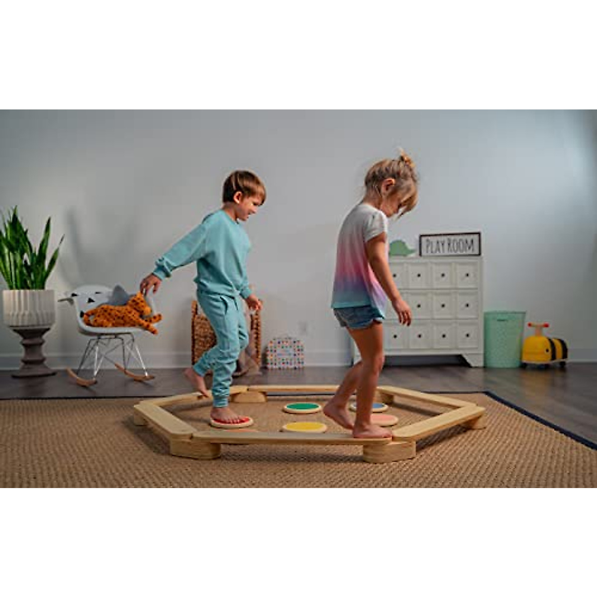 Avenlur Majesty Wooden Balance Beam, Stepping Stones, Obstacle Course - Montessori Waldorf Style Indoor Gym Playset for Kids, Toddlers & Children (2-8 yrs) - Enhance Coordination and Motor Skills