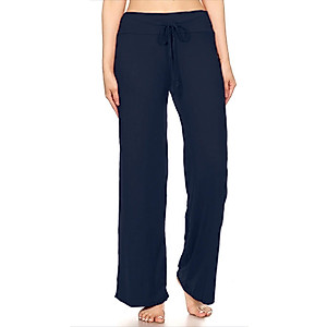 Leggings Depot Womens Casual Comfy Long Pajama Lounge Apparel Pants, Navy, Medium