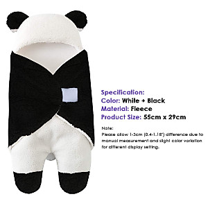 Tianhaik Newborn Baby Receiving Blanket Wearable Cute Panda Swaddle Blanket Fleece Sleeping Bag(Panda,0-12 Months)