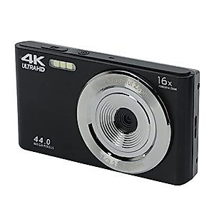 16X Digital Zoom Camera, Mini Size 44MP Plastic Housing 4K HD Camera Shock Proof for Photography (Black)