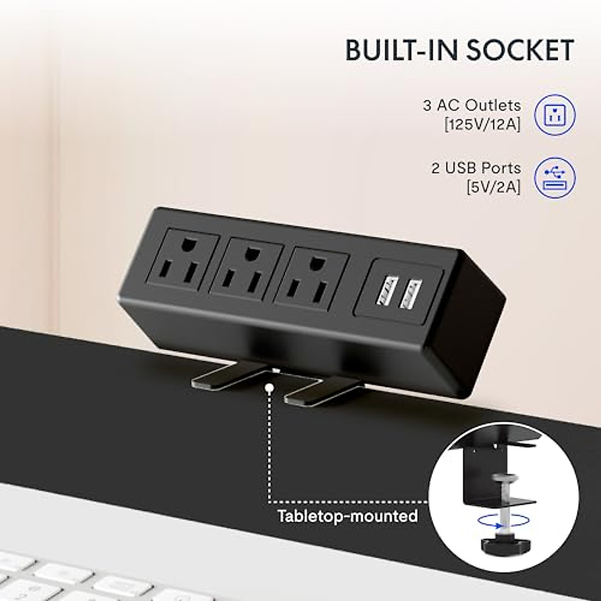 FLEXISPOT EN2 Whole-Piece Standing Desk with Clamp Power Strip, 55 x 28 Electric Stand Up Height Adjustable Desk with Cable Management (Black Frame + 55" Rustic Brown Desktop, 2 Packages)