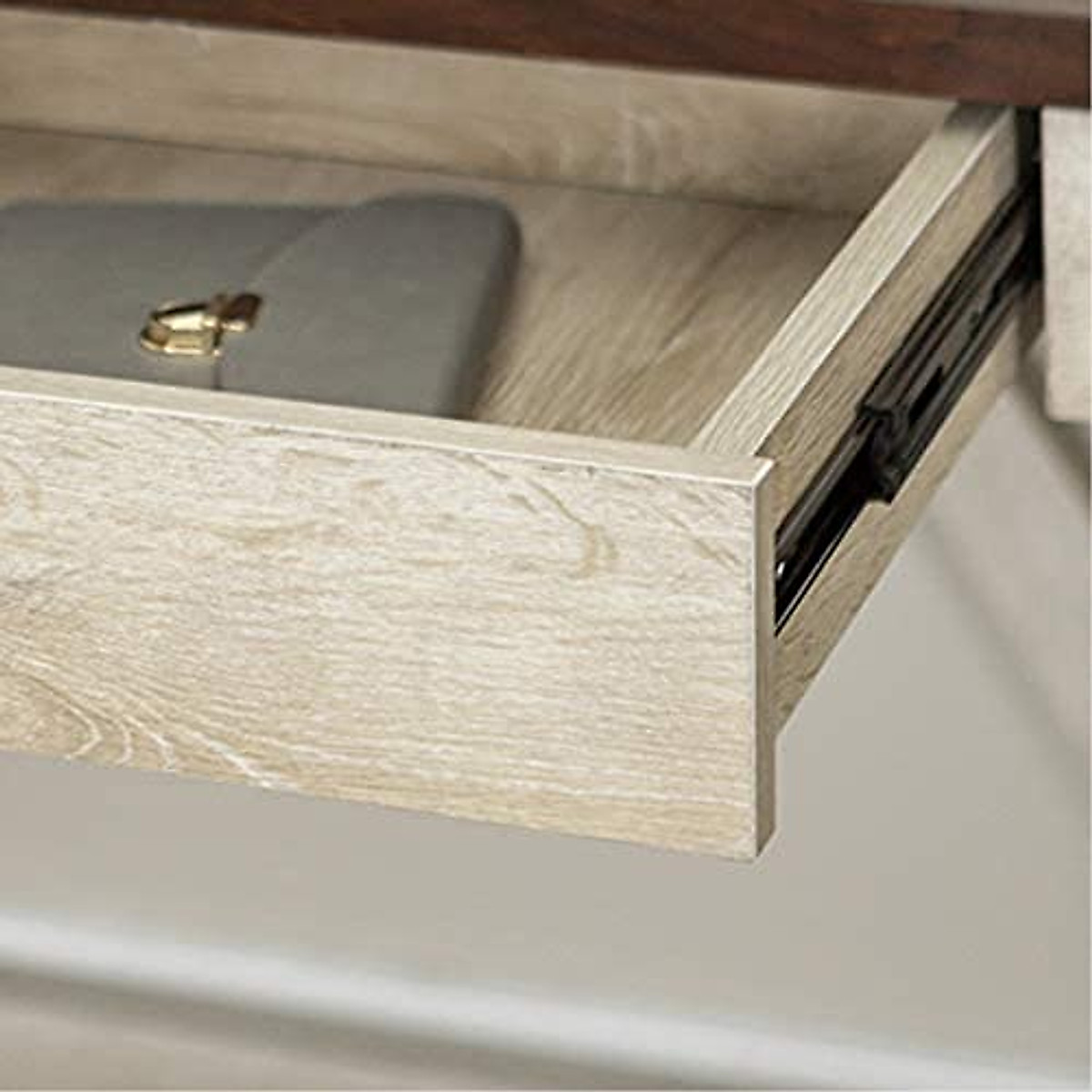 Walker Edison Rustic Farmhouse Wood Computer Writing Desk Home Office Workstation Small, 46 Inch, White Oak and Brown