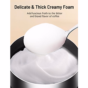 KLEAH 4 in 1 Milk Frother and Steamer, Non-Slip Design, Stainless Steel, Silent Operation Hot & Cold Milk Steamer, Auto Shut-Off Frother for Latte, Coffee, Cappuccino, Macchiato, Easy Cleaning, 240ml