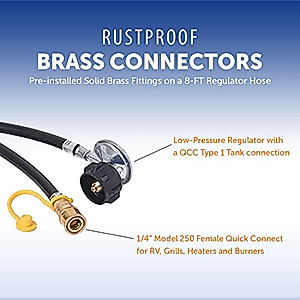 Flame King RV Or Trailer Mounted BBQ - Motorhome Gas Grill - 214 Sq Inch Cooking Surface - Adjustable Flame Controller & 48 Inch Quick Connect Hose