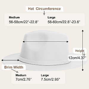 KUJUHA Women Men Wide Brim Fedora Hat