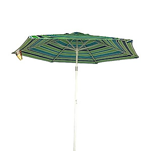 Sunspecs 6.5 feet Outdoor Patio Beach Garden Umbrella with Fat Pole Tilt Matching Carry Bag (GreenBlue stripes)