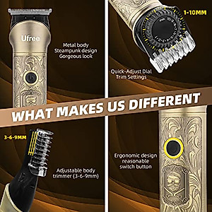 Ufree Beard Trimmer for Men, Shaving Kit for Mustache Body Nose Hair Facial, Electric Razor for Men, Cordless Hair Clipper 7 in 1 Beard Grooming Kit Gifts for him