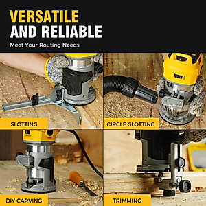 Alloyman Router Tool, 8.5Amp Wood Router, Max 30000 RPM Handheld Palm Router, 6 Variable Speed, 12Pcs Wood Compact Router Bits, 950W Wood Trim Routers Kit for Woodworking Trimming