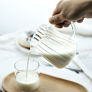 CHOOLD Elegant Wave Shaped Glass Creamer Coffee Milk Creamer Pitcher/Serving Pitcher/Sauce Pitcher/Milk Creamer Jug for Kitchen 8.5 oz, Set of 2