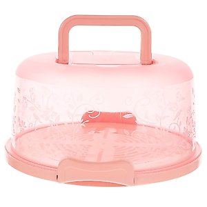 PAREKS Portable Round Cake with Handle Pie Saver Cupcake Container Carriers with Dome Lids Pink/1191
