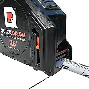 QUICKDRAW DIY Self Marking 25' Foot Tape Measure - 1st Measuring Tape with a Built in Pencil - Best Steel Tape - Power Locking Tape Ruler
