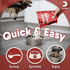 Davie's Bone Broth for Dogs - Joint Supplement for Dogs, Dog Food Topper Powder, Beef Bone Broth Powder, Grass-Fed Source - 8 Ounces