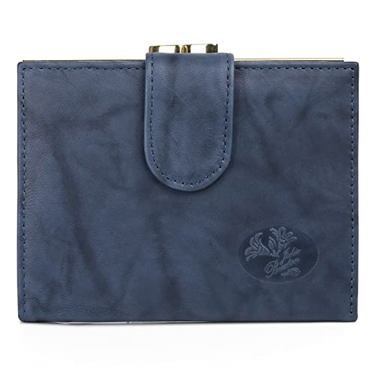 Buxton Heiress Leather Double Cardex Wallet 15 Credit Card Slots (Navy RFID Protected)