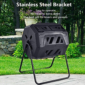 FMXYMC Composters Tumbling Or Rotating Outdoor, Large 160L Compost Tumbler Bin, Outdoor Garden Rotating Waste Bin All Season, Heavy Duty Capacity Composter, Black