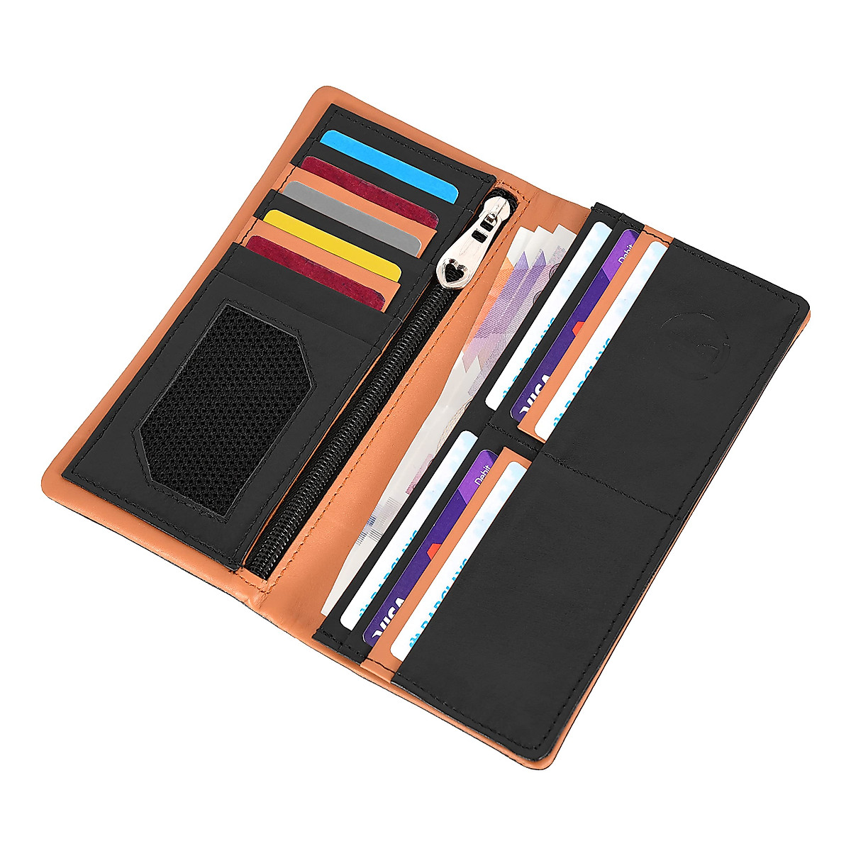 TRENDSLOCKER Executive Leather Wallet Purse Unisex RFID Protection Bifold Wallet (Black/Tan)