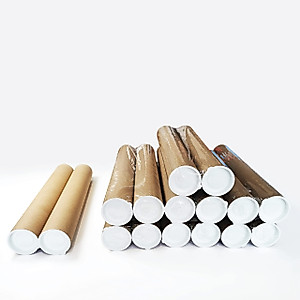 CAPTAIN Mailing Tube, 2 Pack, 13.5x2 Inch, Brown Kraft Cardboard, For Documents, Art, Posters