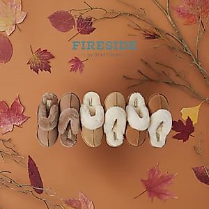 Dearfoams Women's Fireside Sydney Shearling Fur Indoor/Outdoor Scuff Slipper with Wide Widths, Sand, 7