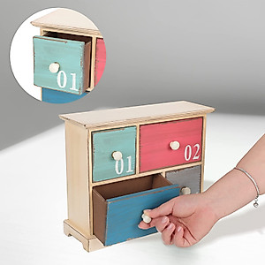 Zerodeko Cabinet Dresser Covered Makeup Organizer Makeup Vanity Desk Dresser Makeup Organizer Desk Storage Drawer Apothecary Cosmetic Holder Rustic Wood Storage Box Dressing Table