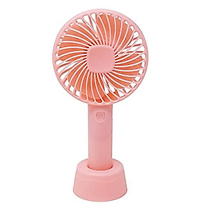 Honbay Handheld Rechargeable Fan Portable USB Fan Mini Hand Fan with Base for Home/Office/Travel - 3 Speeds, 4 Hours - Battery not Included (Pink)