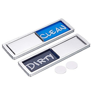 MECCANIXITY Dishwasher Magnet Clean Dirty Sign Silver Framed Rectangle Blue-Gray,Optional Gum,Magnetic for Dishwasher Kitchen Accessories Indication